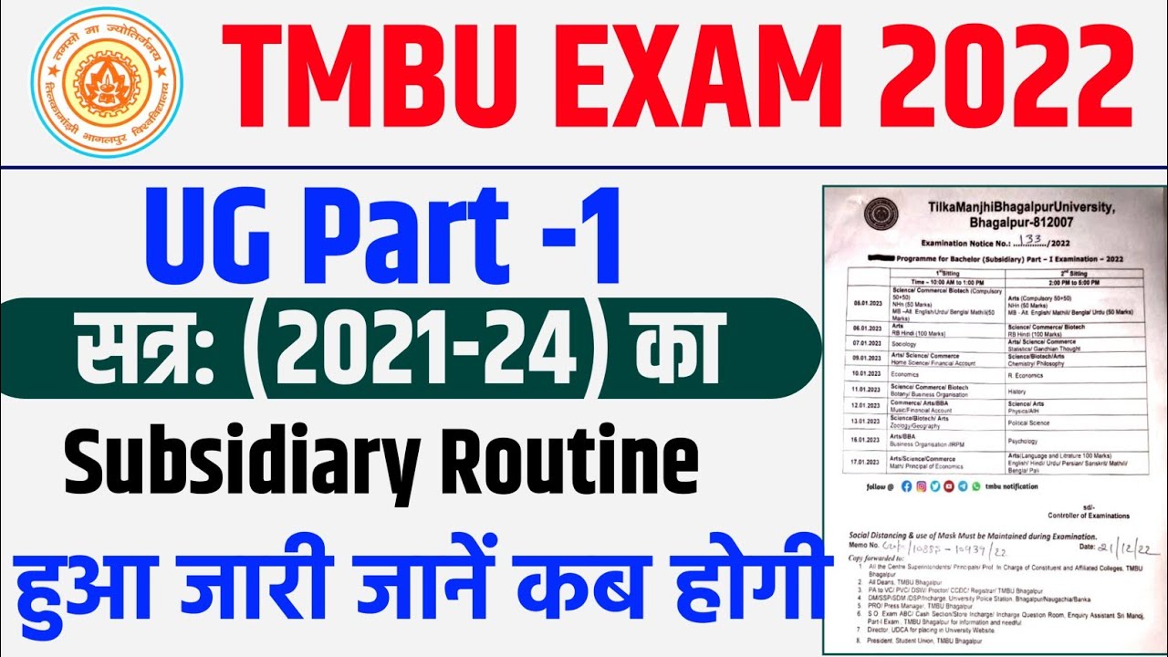 Tmbu Part 1 2021 24 Subsidiary Exam Program जारी जानें Subsidary
