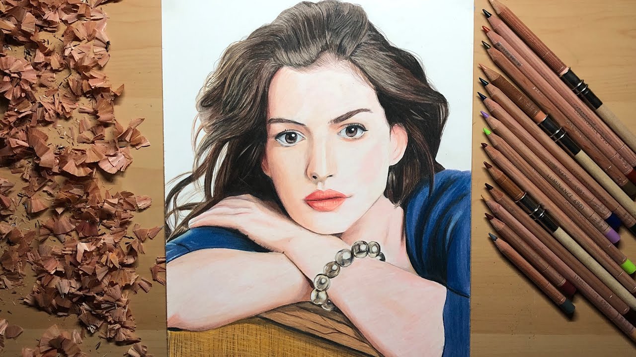 Drawing Anne Hathaway - YouTube