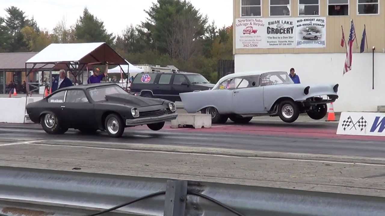 Big Block Chevy Vega VS Big Block Bel-Air 1/8 Mile Burnout & Drag - YouTube