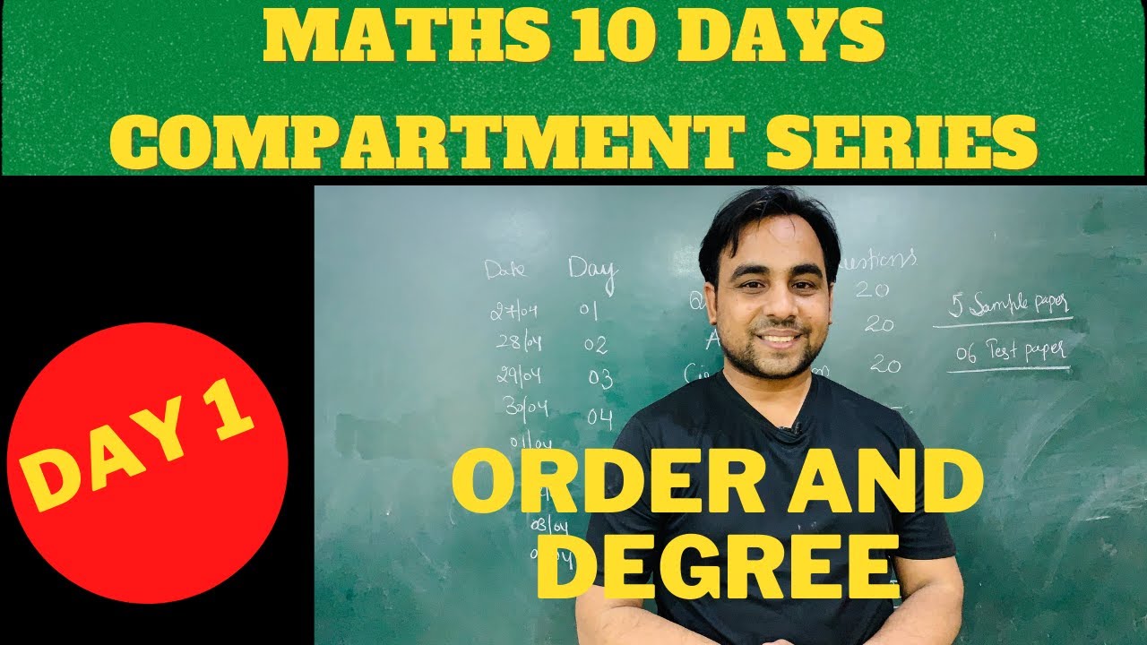 Differential Equation | Order and Degree | 2 marks questions ...