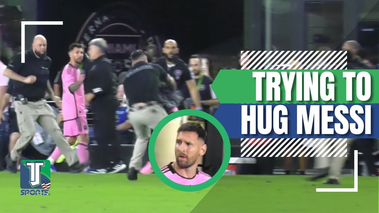 WATCH: Lionel Messi WATCHES as fan INVADES the pitch to HUG HIM, what ...