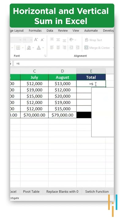 🤔 Horizontal and Vertical Sum in Excel #Shorts #Simplilearn - YouTube