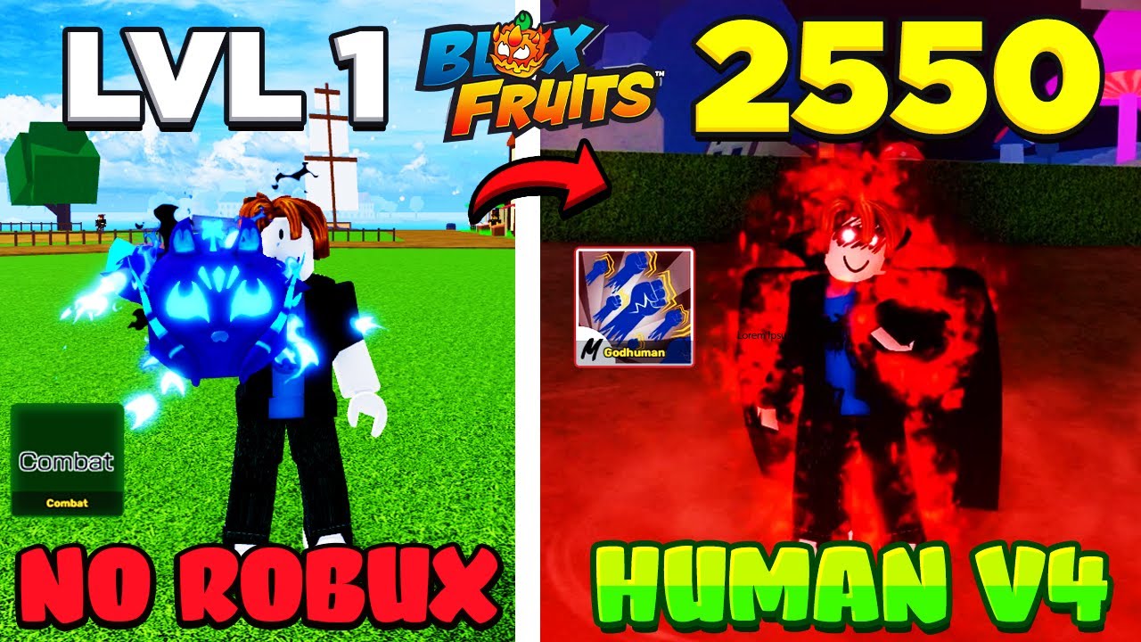 Noob To Pro as Bacon With Zero Robux | Full Human V4 Level 1 To Max in Blox Fruits - YouTube