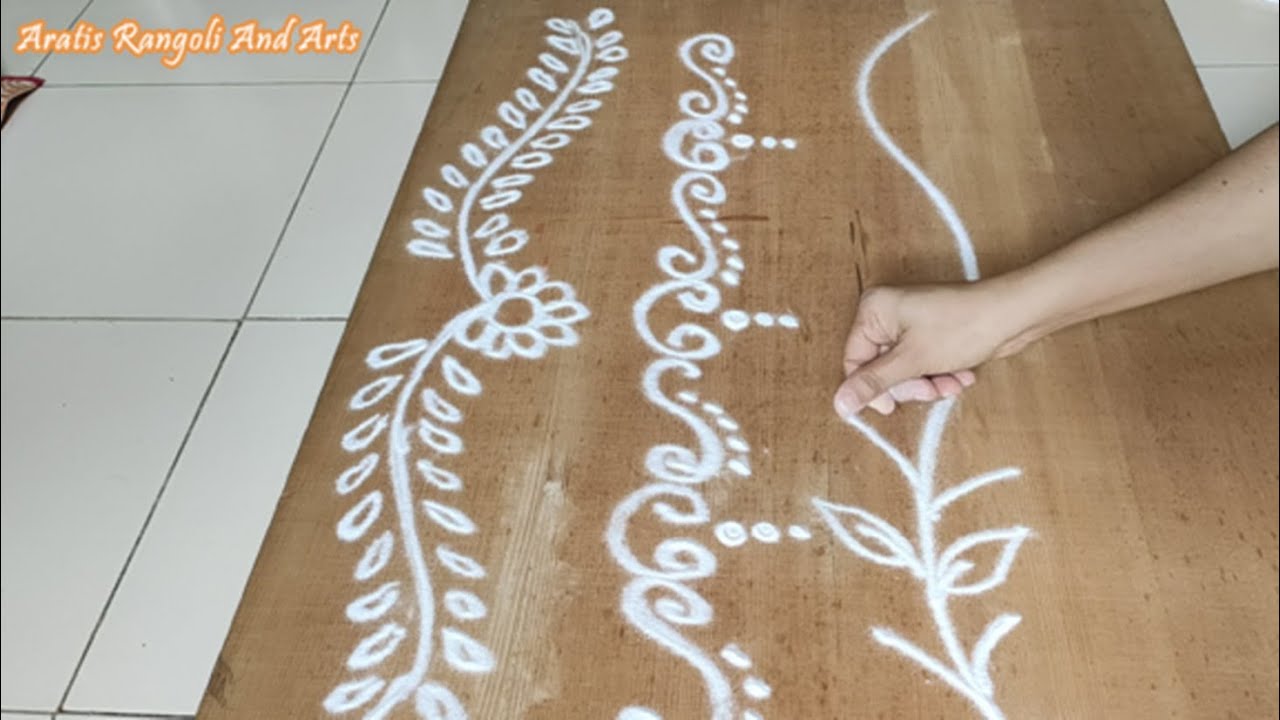 6 Easy Border Rangoli designs| Innovative Freehand Border Rangoli ...