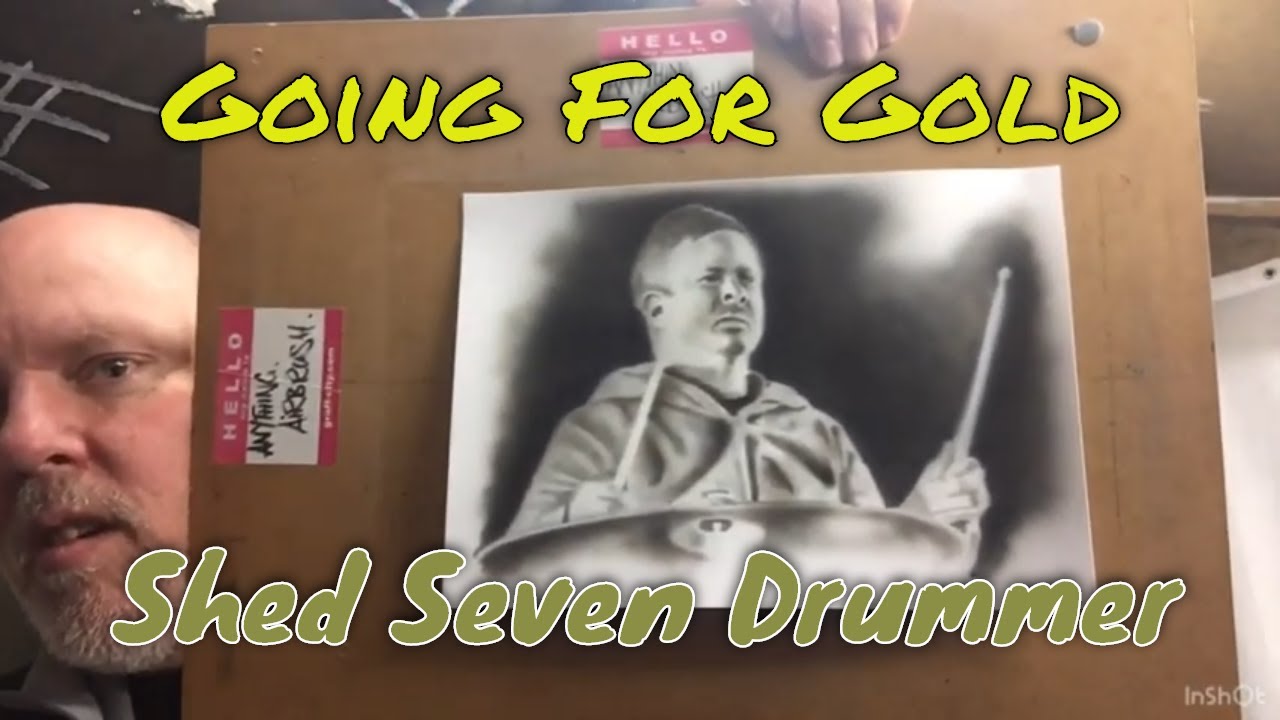 Shed Seven . How i airbrush a portrait of the drummer - YouTube