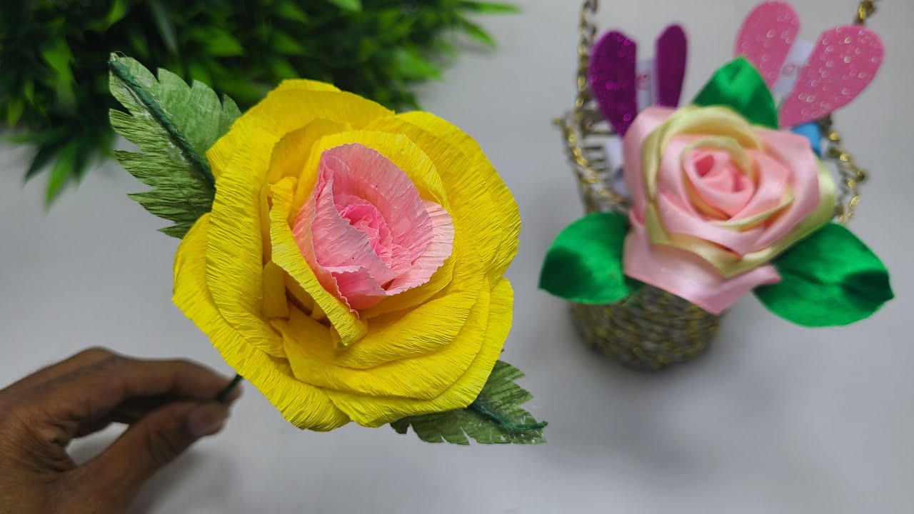 How To Make Rose Crepe Paper Rose Making Paper Flowers Rose Diy