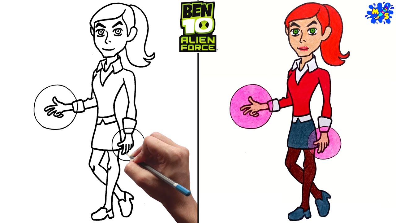 Gwen Tennyson drawing || How to draw Gwen from Ben 10 Alien Force - YouTube