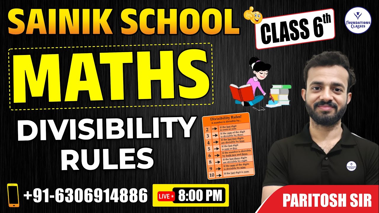 MATHS CLASS 6TH DIVISIBILITY RULE | FOR SAINIK SCHOOL | SAINIK SCHOOL ...