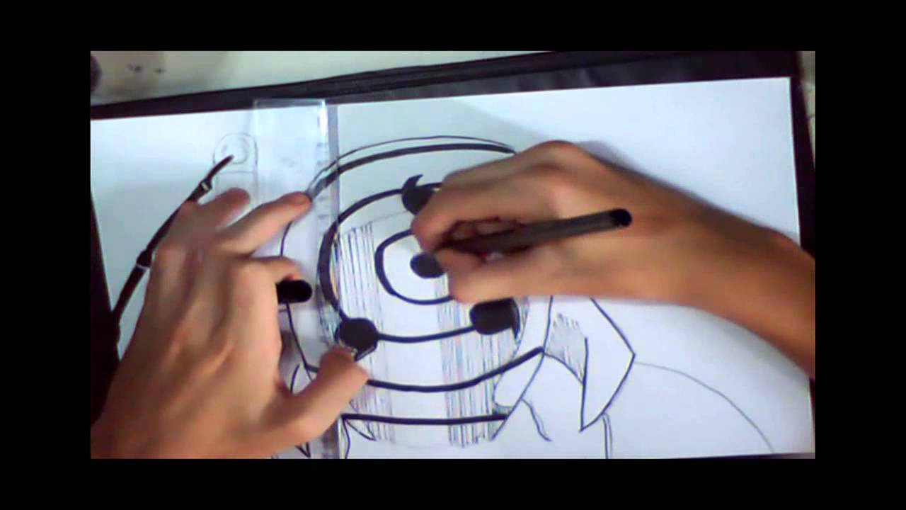 How to draw Tobi Mask (Obito/ Madara/)トビ新しいマスク - YouTube