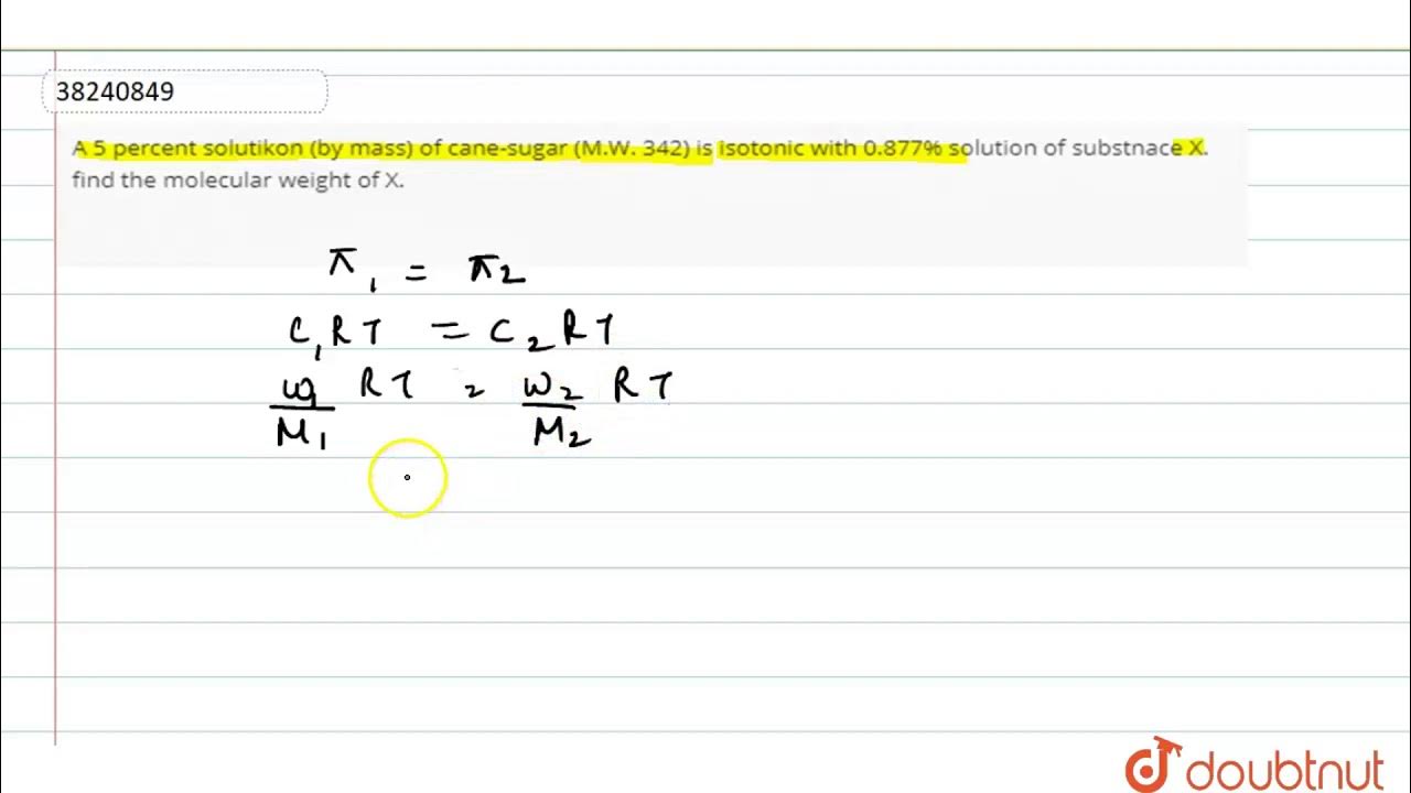 a-5-percent-solutikon-by-mass-of-cane-sugar-m-w-342-is-isotonic