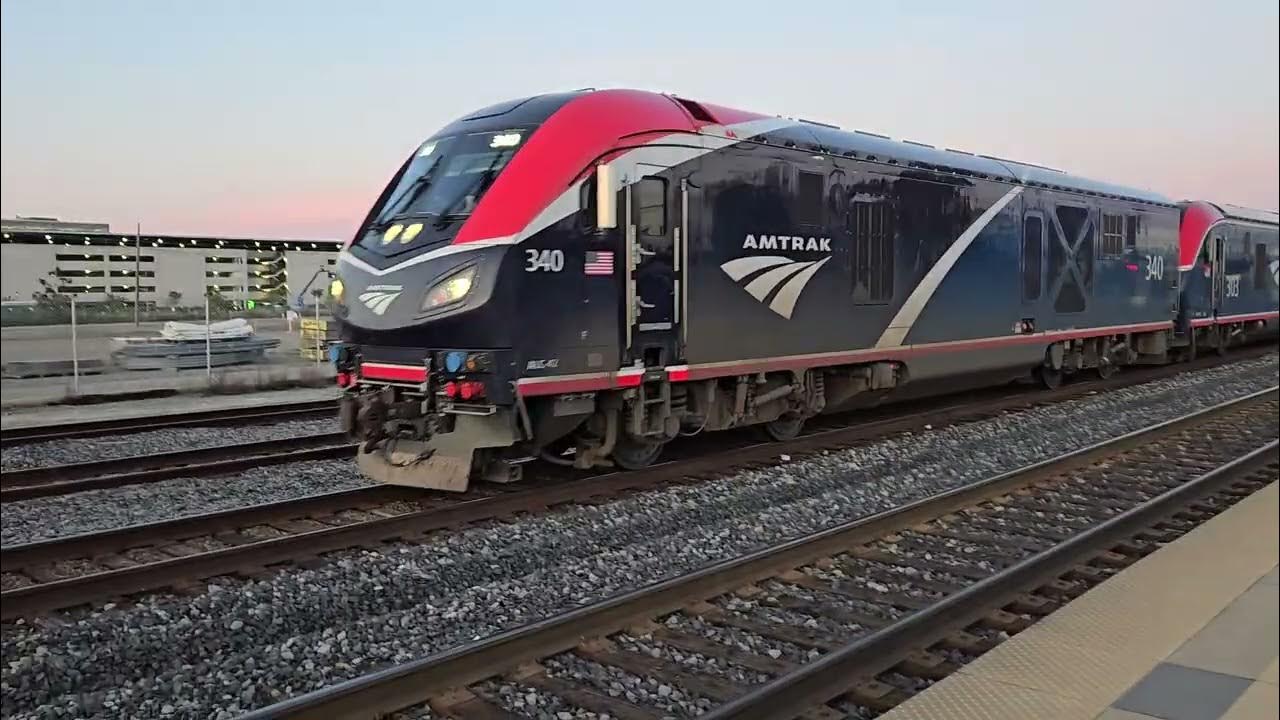 Amtrak 340 ALC-42 Charger leading Coast Starlight 14 at Santa Clara Station #amtrak - YouTube