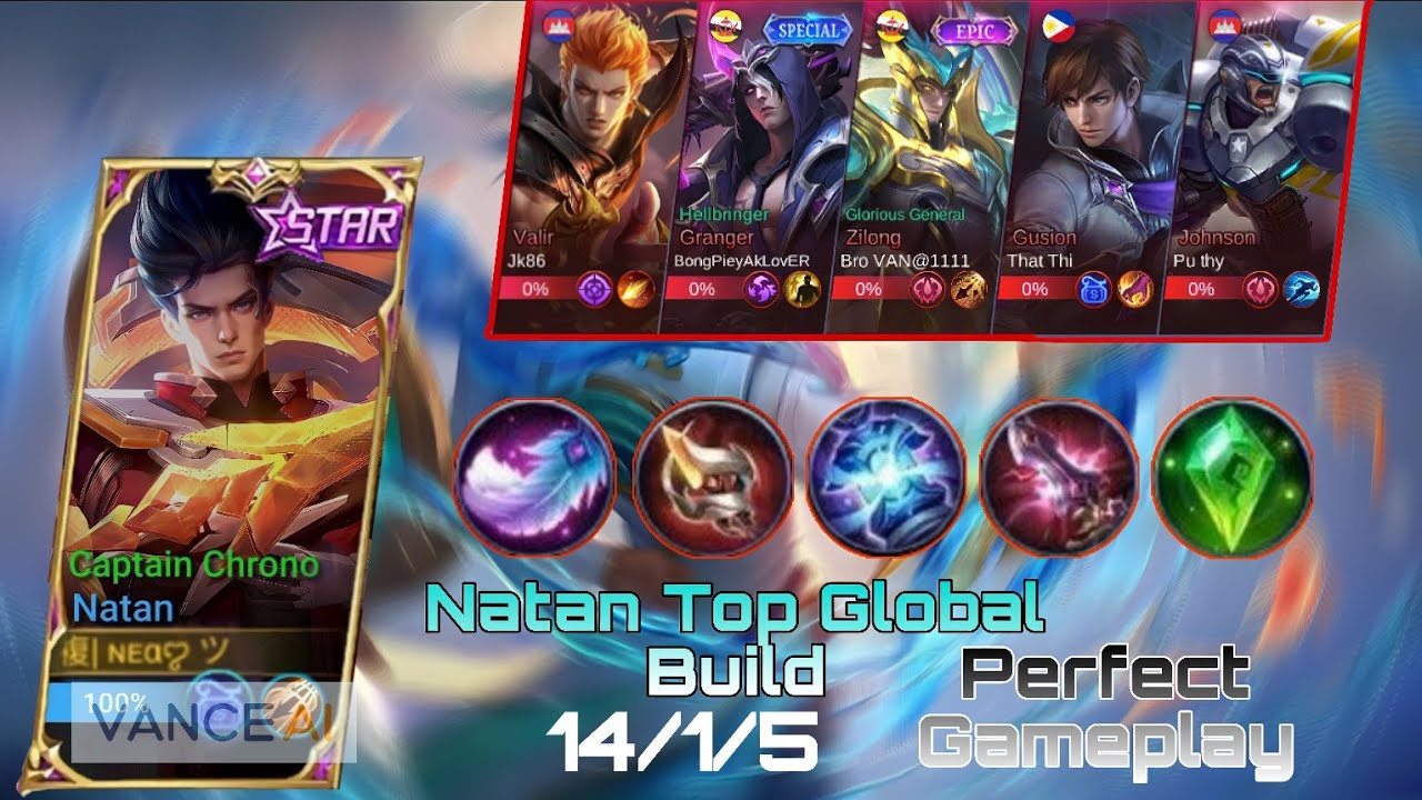 Top Global Natan build Ez to Mythic 14Kill + Maniac | Mobile Legends ...