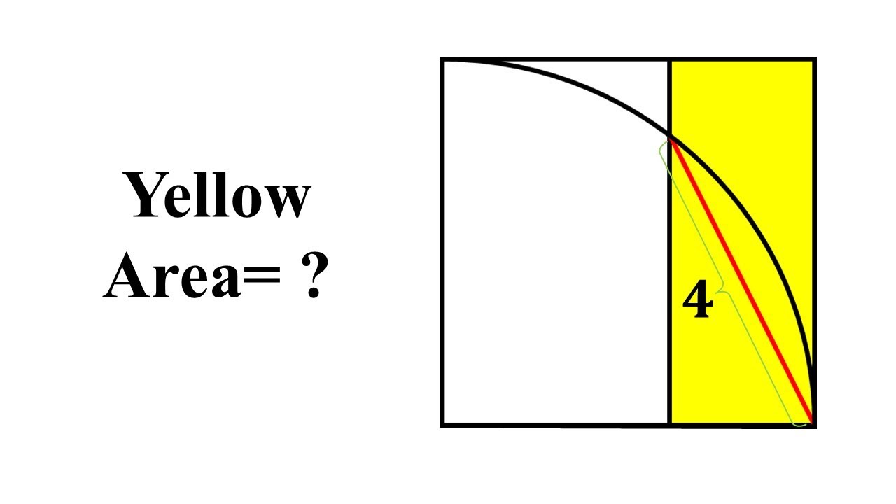 How to calculate the Yellow Area? | Square and Quarter Circle | Tricky ...