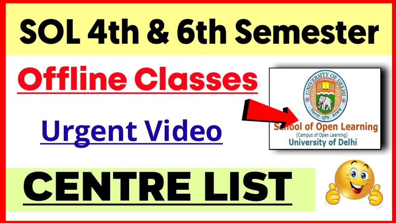 SOL 4th & 6th Semester Offline Classes Centre List 2023 | Sol Offline ...