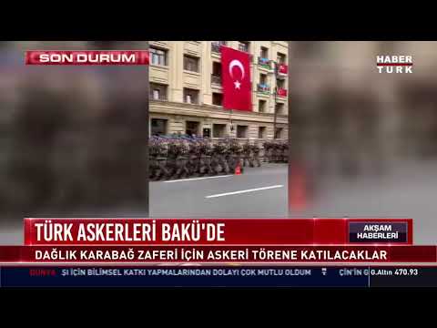 Türk askerleri 10 Aralık Zafer Geçidi için Bakü'de