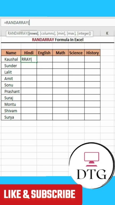 RANDARRAY Formula in Excel #excel #exceltips #shorts #exceltutorial #msexcel #msexcelfullcourse ...