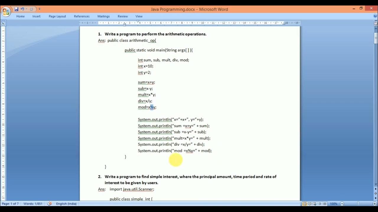 Arithmetic Operation Java Program in BlueJ । Class 9 । ICSE - YouTube