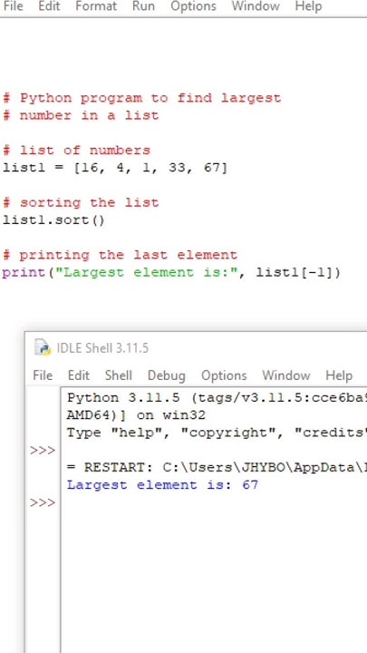 Python Program To Find Largest Number In A List Programming Pythonforbeginner Pythonprogram