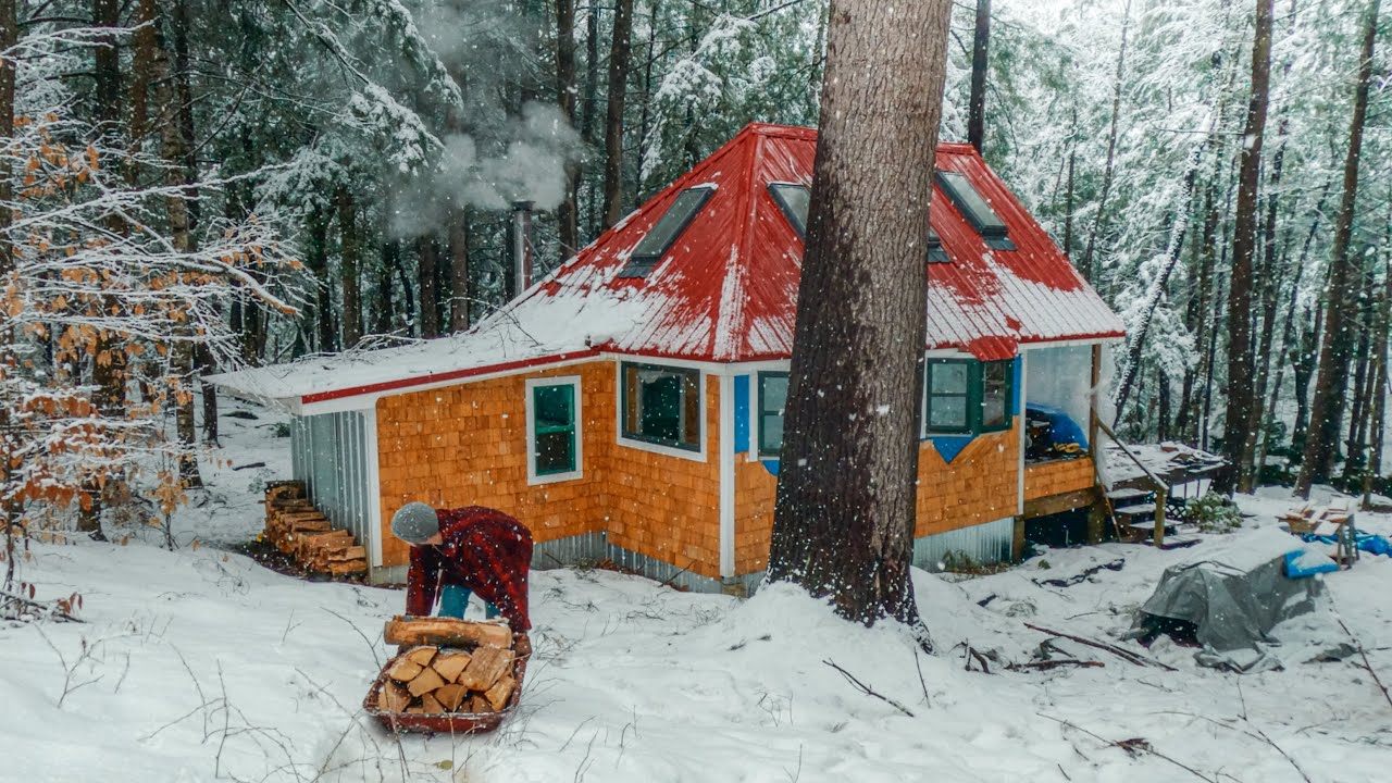 Winter Life at Secluded Off-Grid Cabin - YouTube