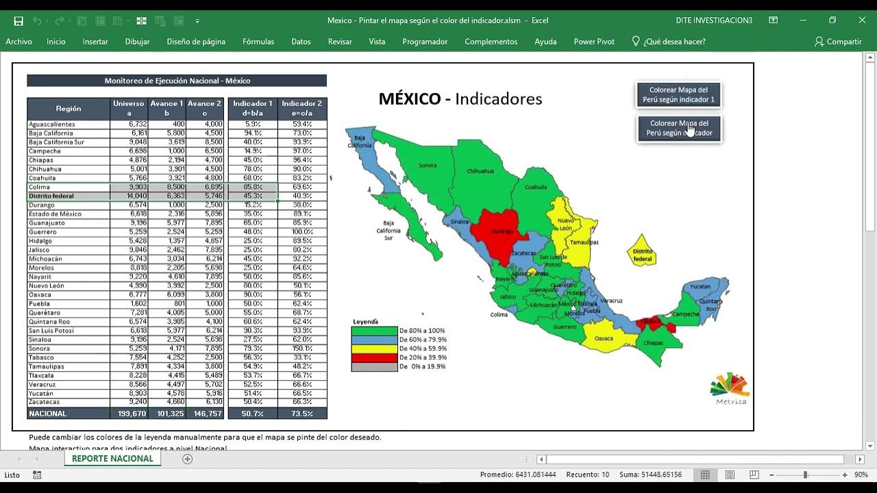 Mapa Mexico Interactivo en Excel con Macros para indicadores - YouTube