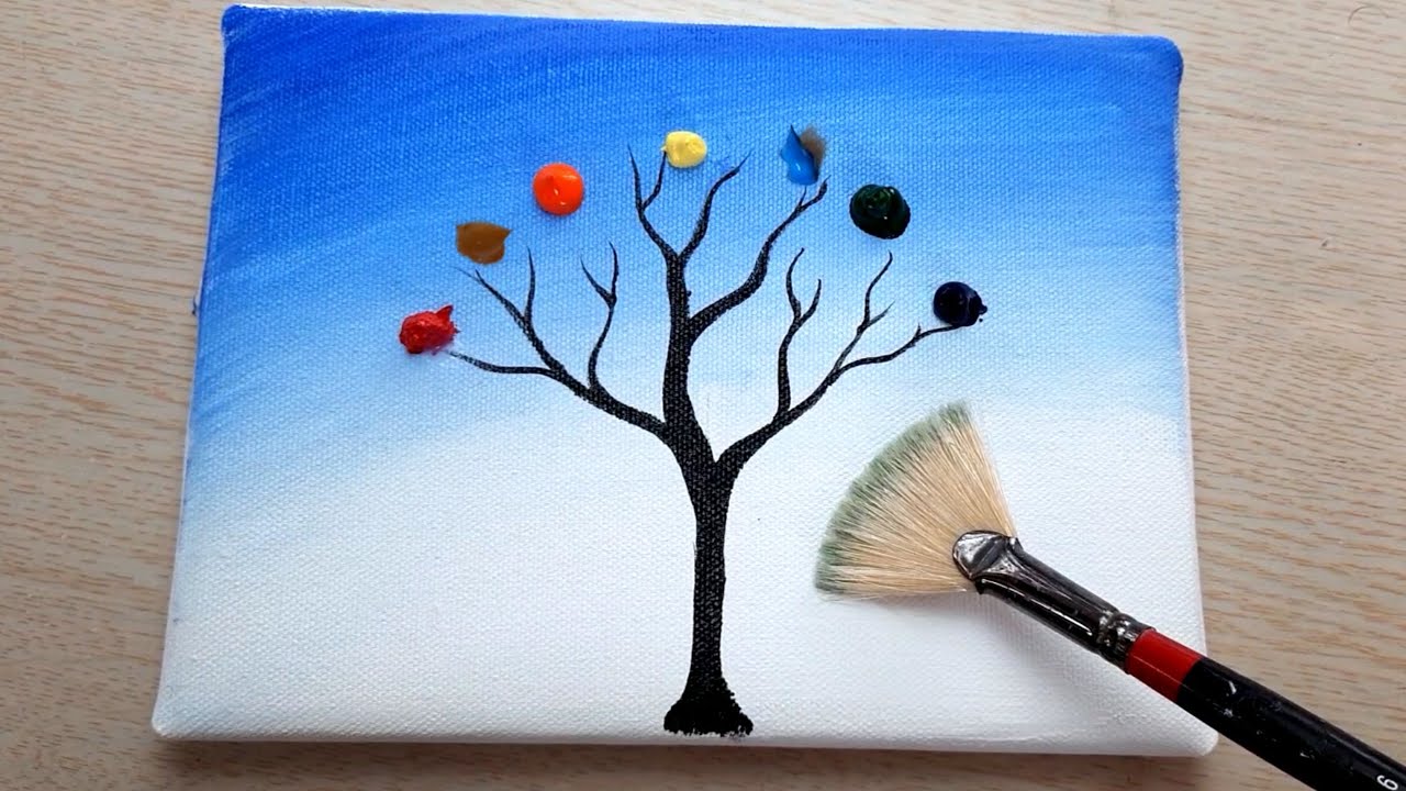 Rainbow Tree Landscape painting | Acrylic Painting demo - YouTube