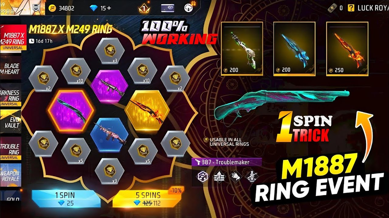 New m1887 gun skin One spin trick 100% working trick - YouTube