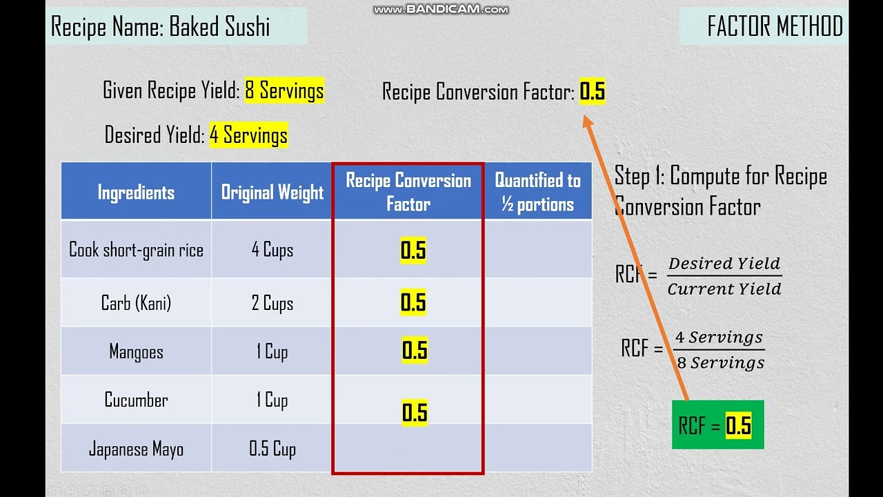 RECIPE QUANTIFICATION FACTOR METHOD - YouTube