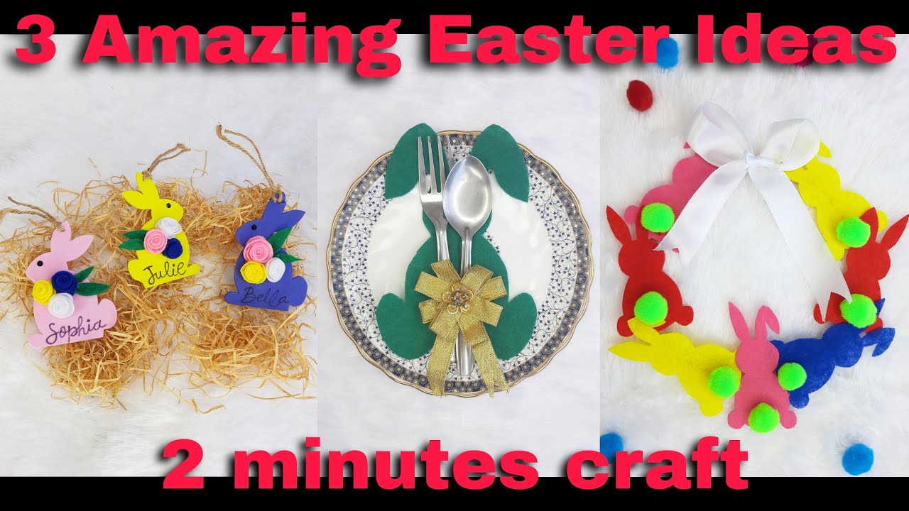 DIY easy Easter Crafts Simple Easter Wreath Making Easy Bunny Making at ...
