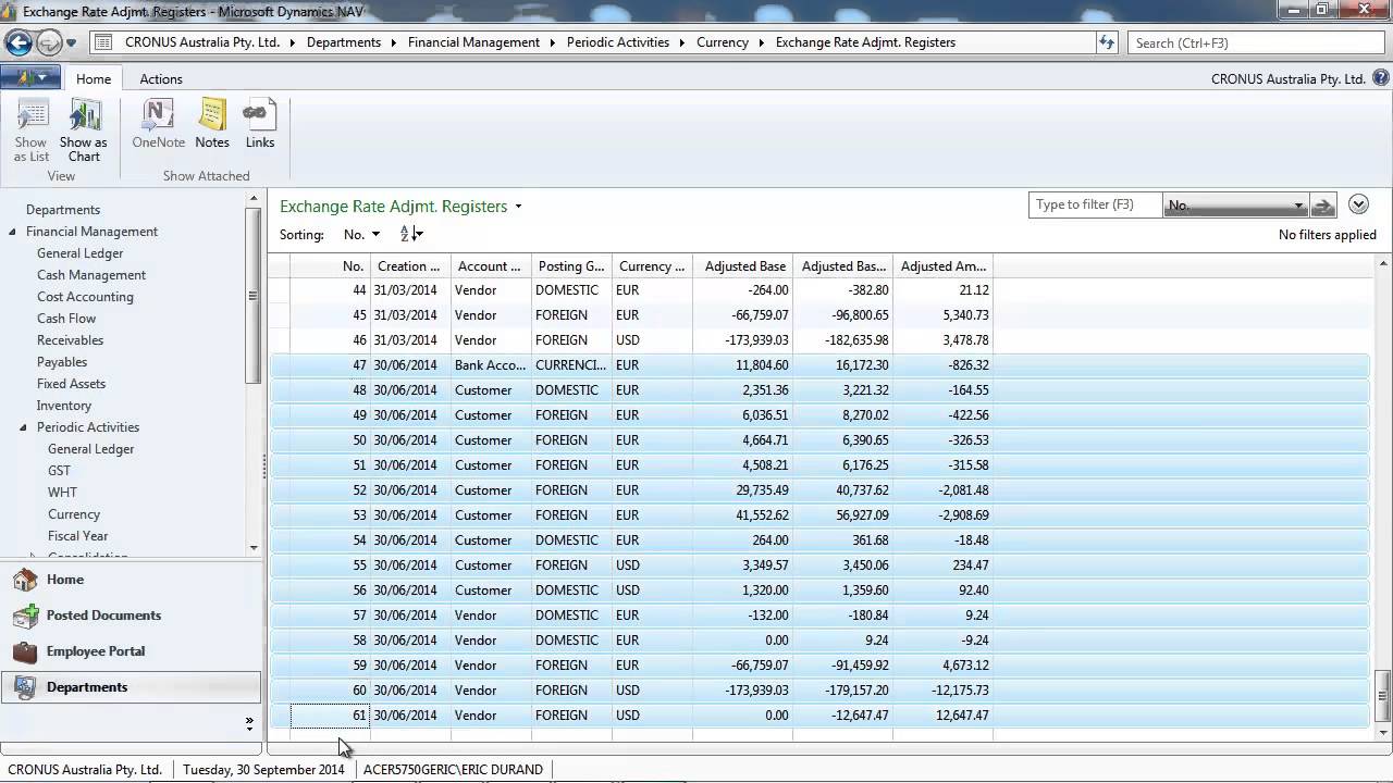 How to use Dynamics NAV Unrealised currencies Gains and Losses - YouTube
