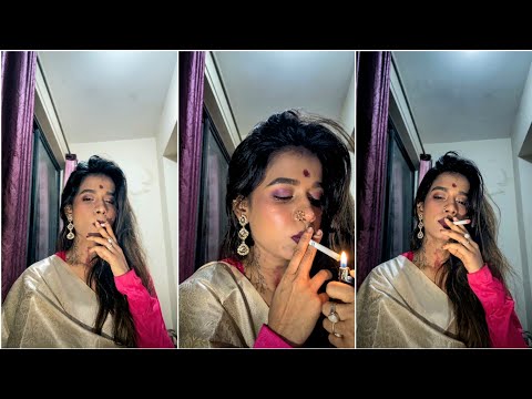 Beautiful Girl smoking live ❤️ | Beautiful indian girl smoking in saree  🚬😍