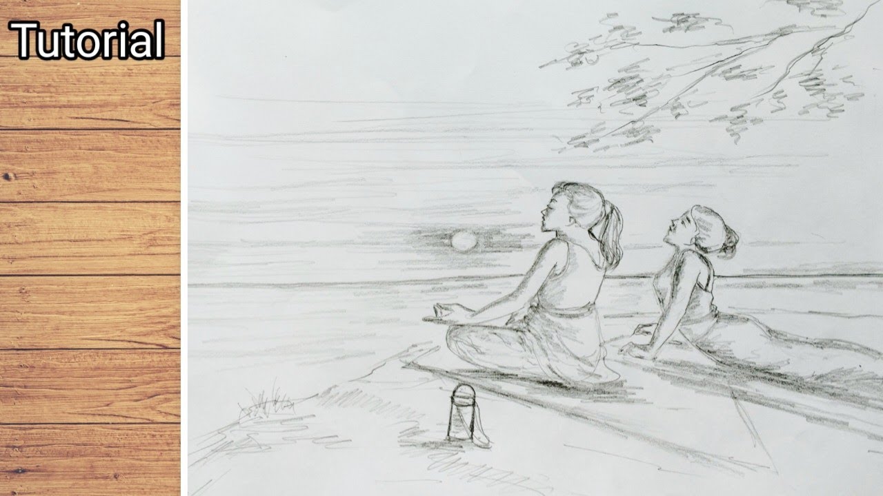 International yoga day drawing easy step by step | yoga day drawing ...