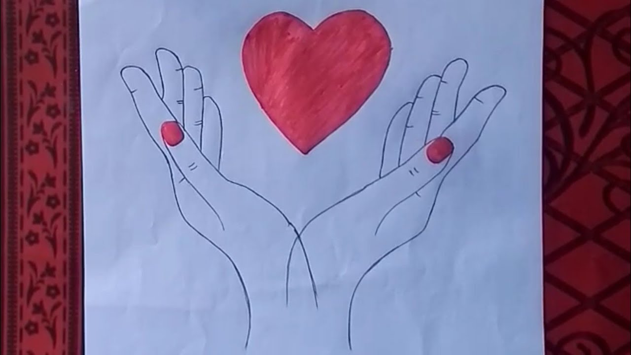 How To Draw Hands with heart ️drawing(step by step)/Easy drawing ...