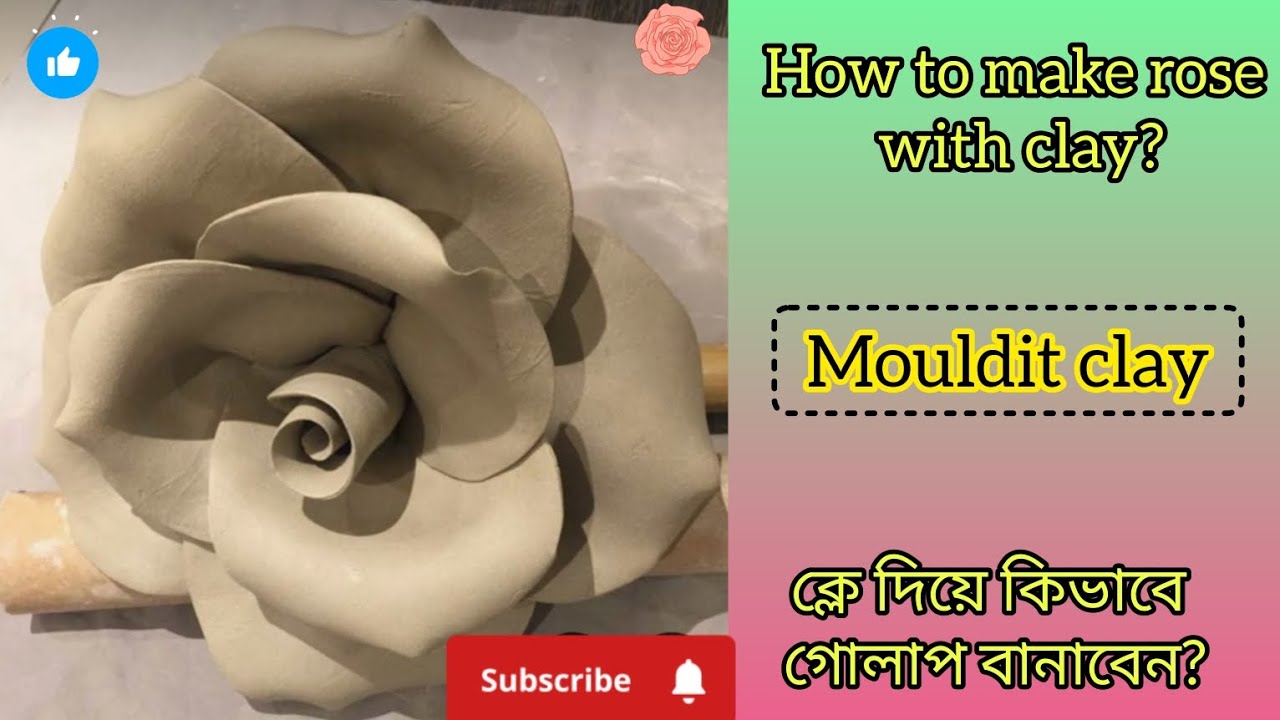 Hand made mouldit clay rose flower making tutorial for beginner/ how to ...
