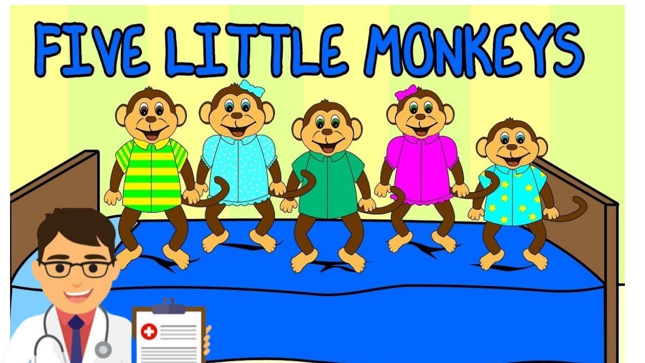 5 Little Monkeys Jumping On The Bed | Naughty Monkeys | Nursery Rhymes ...