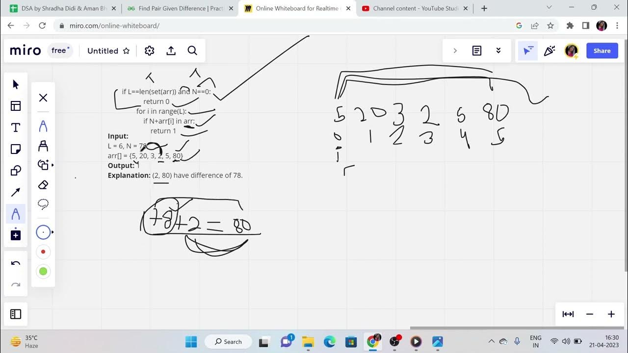 Find Pair Given Difference | python | Searching & Sorting - YouTube
