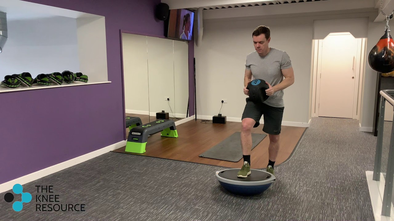 Step Ups on Bosu Ball with Medicine Ball - YouTube