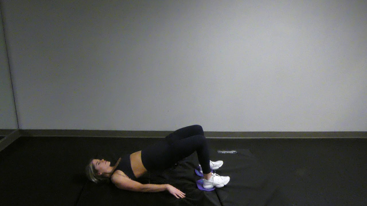 Hip raise + hamstring curl with sliders - YouTube