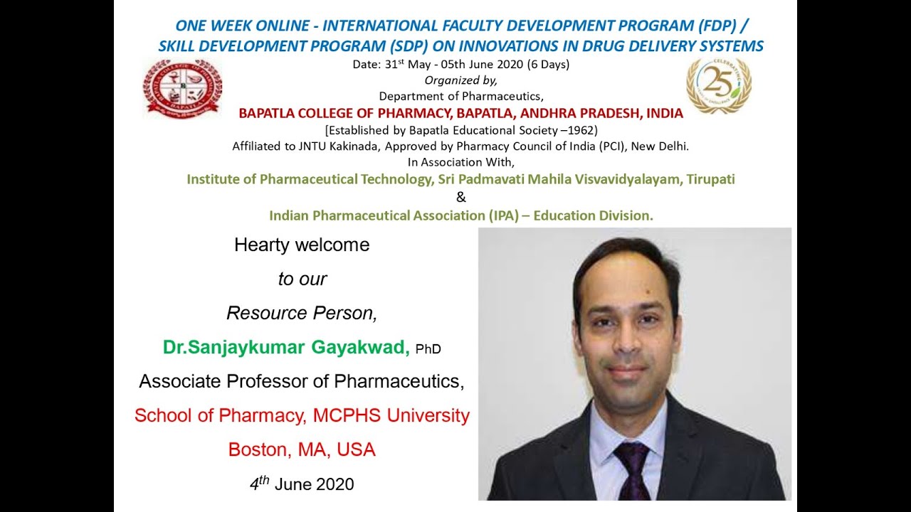 Bapatla College of Pharmacy- FDP/SDP , Day -5 - YouTube