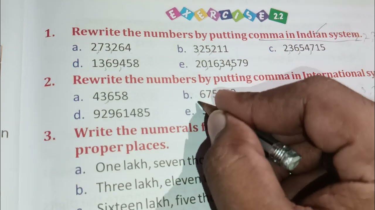 REWRITE THE NUMBERS BY PUTTING COMMA IN INDIAN SYSTEM - YouTube