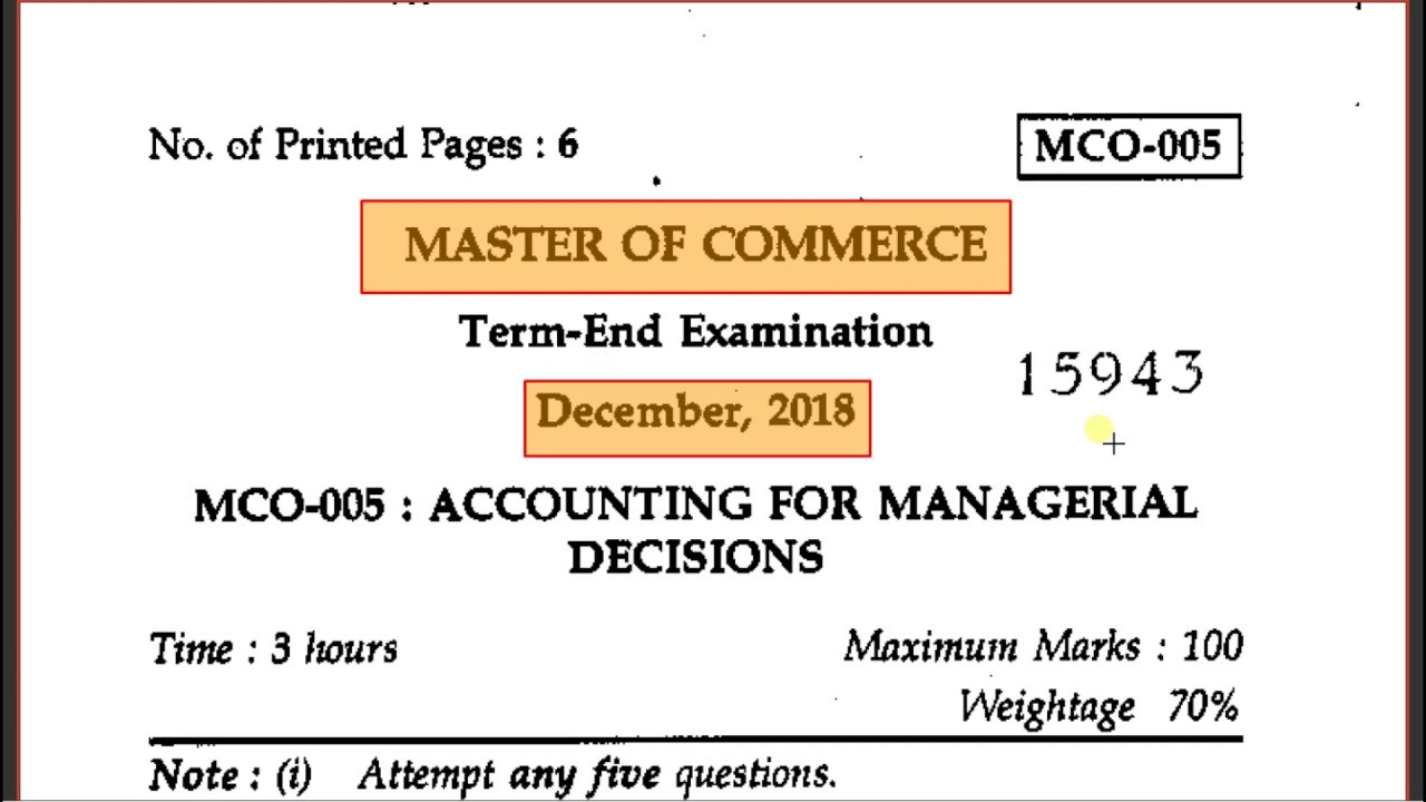 MCO-05 Question Paper PDF 2018-19 Download PDF - YouTube