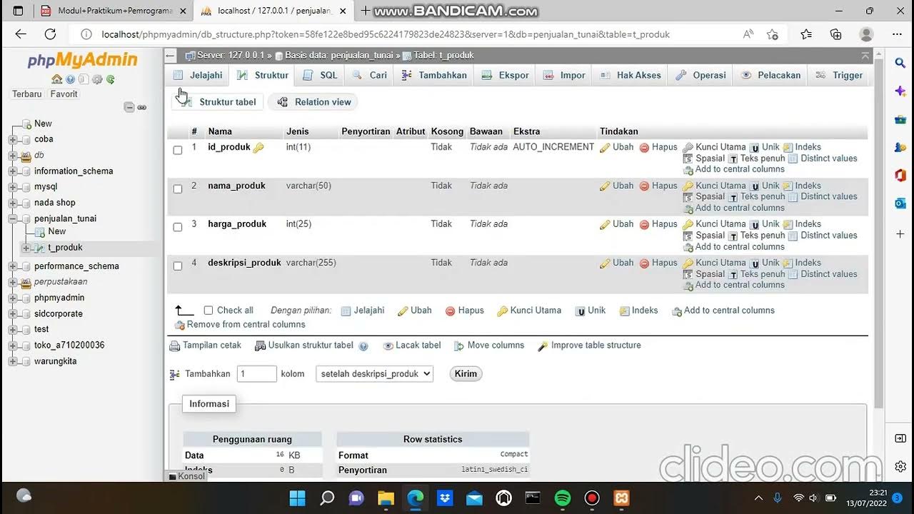 Pembuatan Database Sederhana Dengan Php Myadmin Youtube
