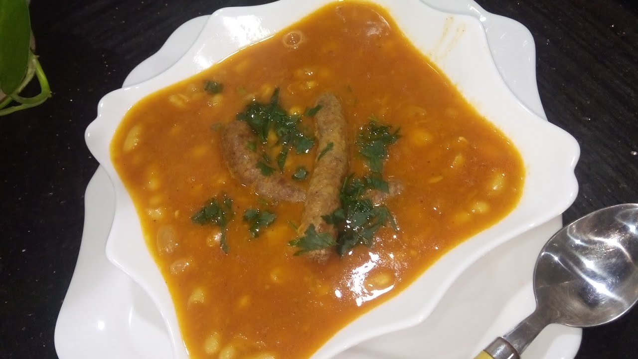 لوبيا البيضة بالمرڨاز و مرڨة حمراء بزاف بنين وسهل التحضير - YouTube