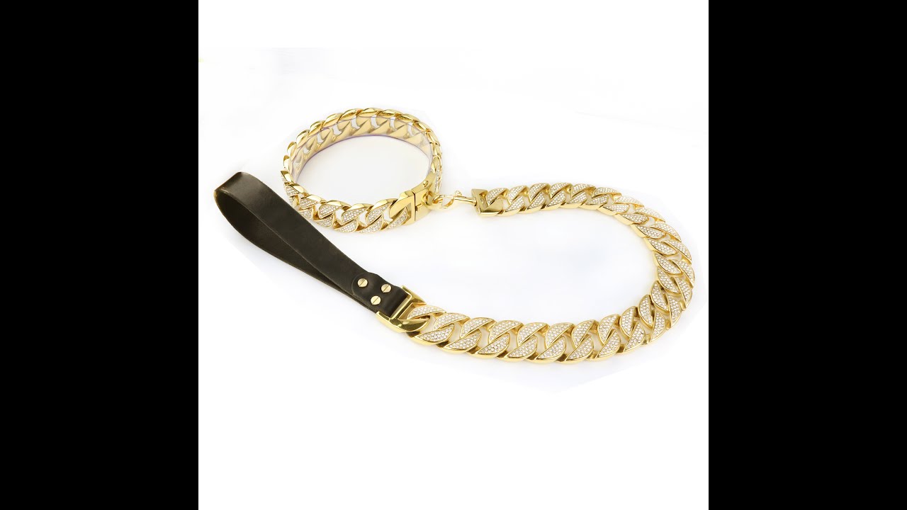 Cuban Casting Diamond Dog Chain Gold - YouTube