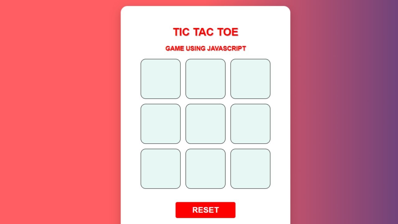 Tic Tac Toe Using Html Css Javascript Tic Tac Toe Javascript Youtube
