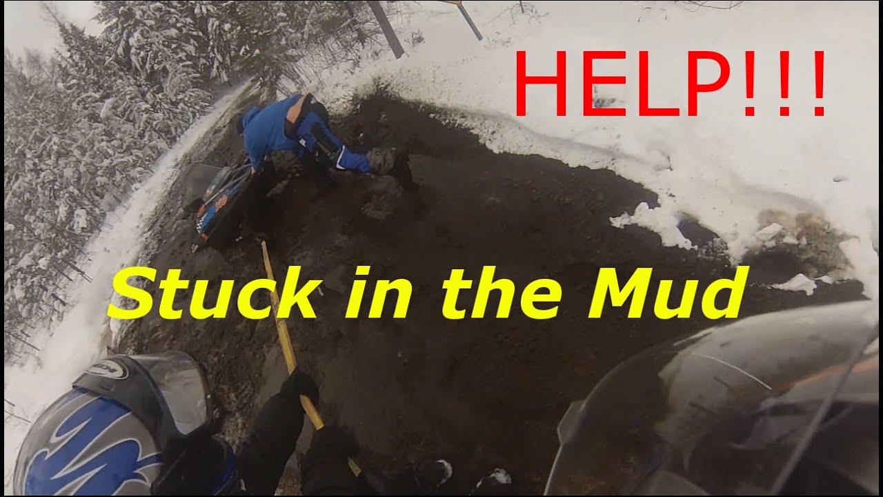 Snowmobile stuck in mud sinkhole (Rescue Op) 1/1/15 Eagle River WI ...