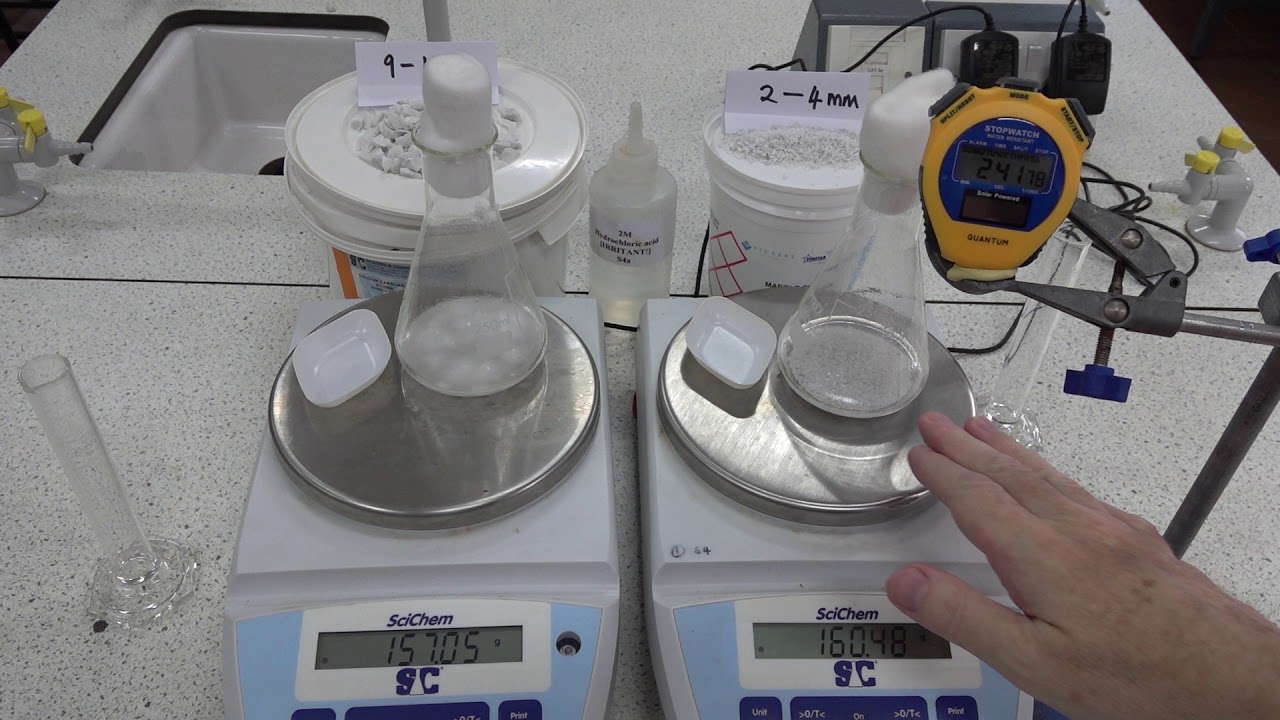 Effect of surface area on rate of a chemical reaction C0073 - YouTube