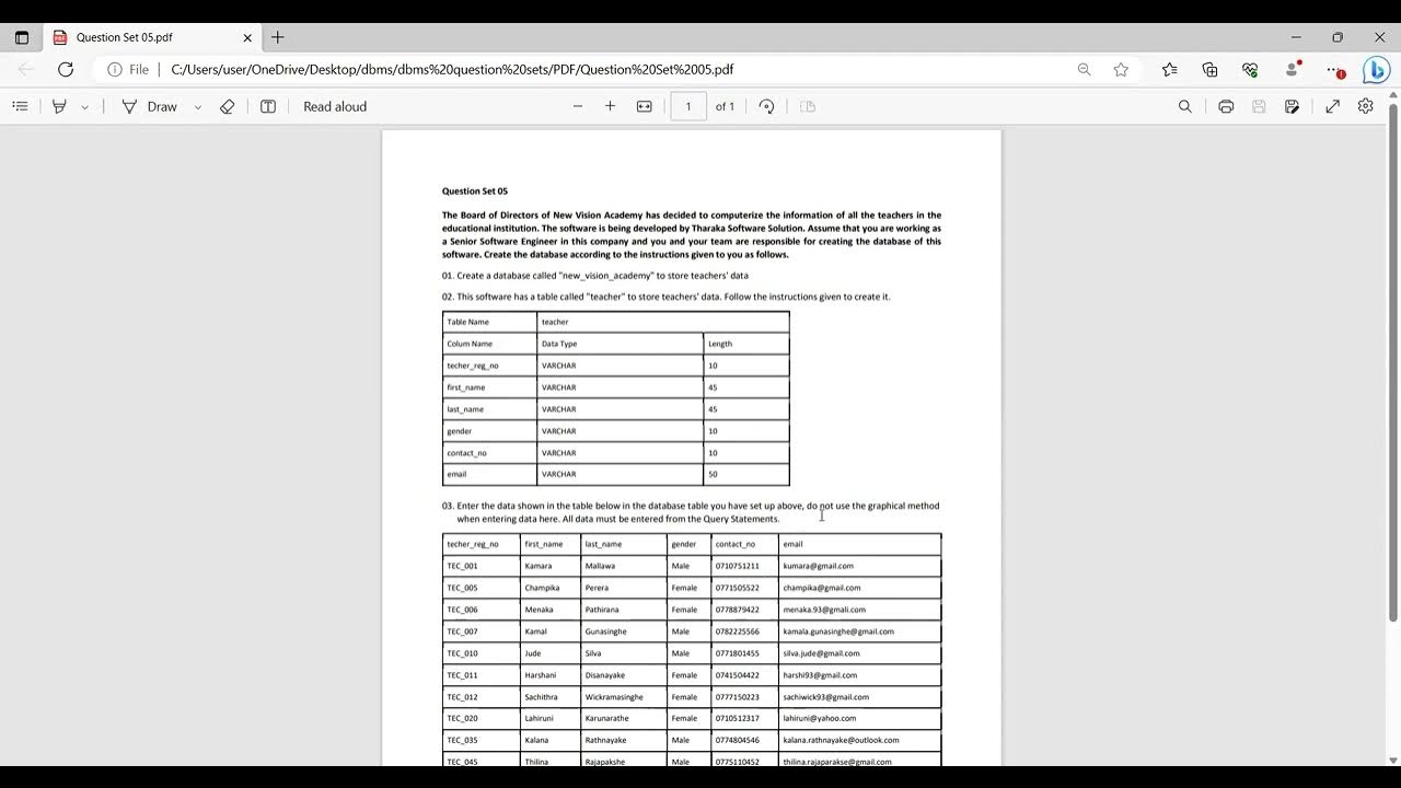 Data Base Task 05 | The Insert Query Statement | 1st Year | Java Institute| Sanuth Nicholas ...