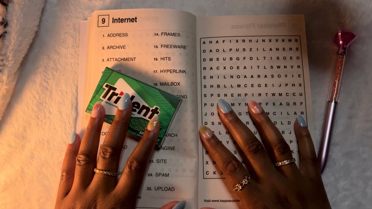 Asmr • word search and gum chewing (3) - YouTube