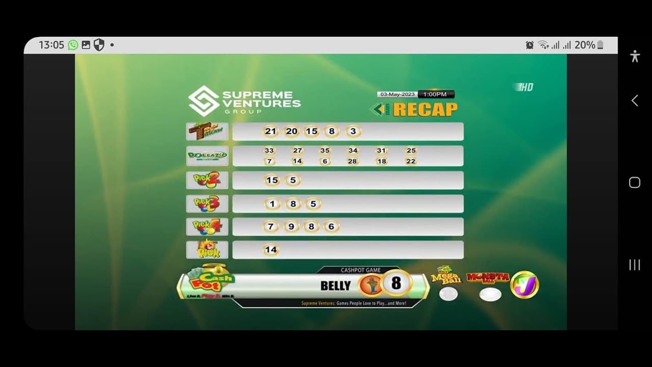 Supreme Ventures Cash Pot Result Today 01:00 PM draw for 03 May 2023 ...