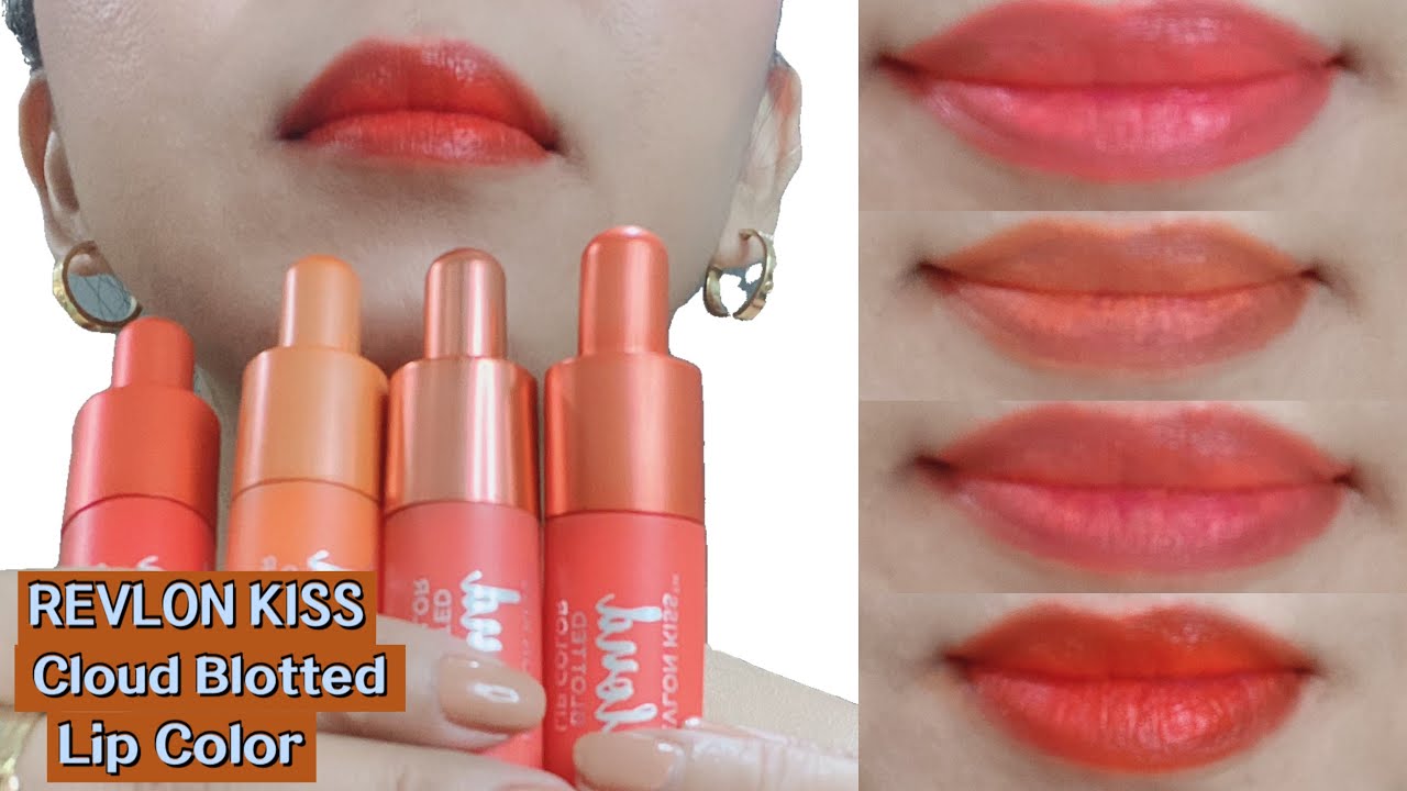 Cloud Blotted Lip Color / REVLON KISS / 4 shades swatches - YouTube